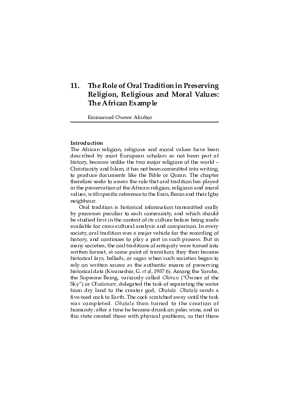 (PDF) 1. The Role of Oral Tradition in Preserving Religion, Religious ...