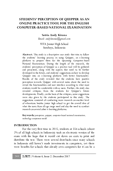 (PDF) Students’ Perception of Quipper as an Online Practice Tool for ...