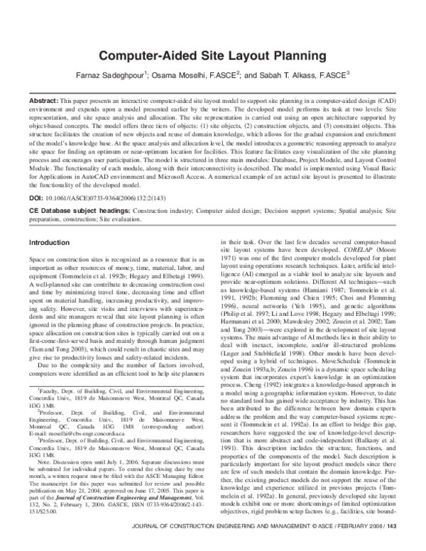 (PDF) Computer-Aided Site Layout Planning