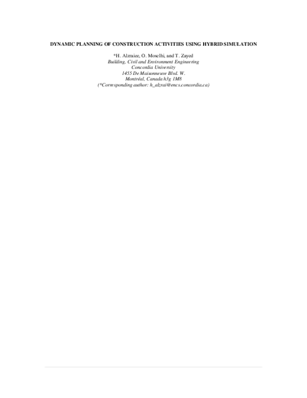 (PDF) Dynamic planning of construction activities using hybrid simulation