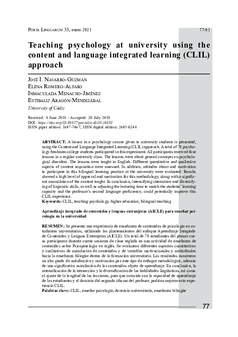 (PDF) Teaching psychology at university using the content and language ...