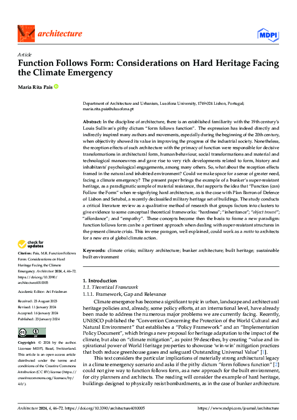 (PDF) Function Follows Form: Considerations on Hard Heritage Facing the ...