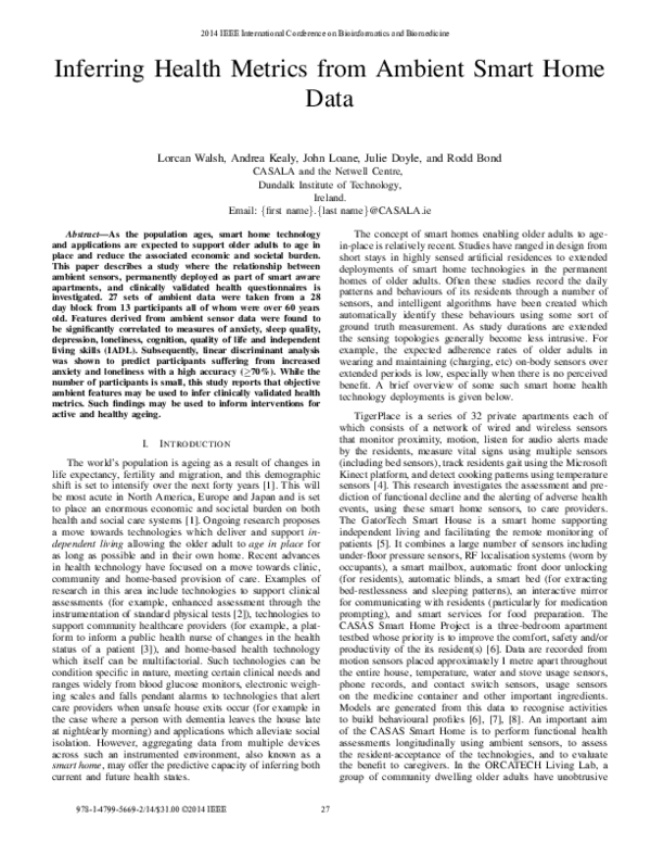 (PDF) Inferring health metrics from ambient smart home data