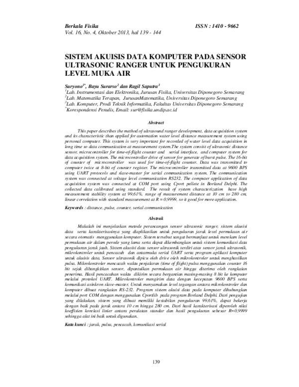 (PDF) Sistem Akuisis Data Komputer Pada Sensor Ultrasonic Ranger Untuk ...