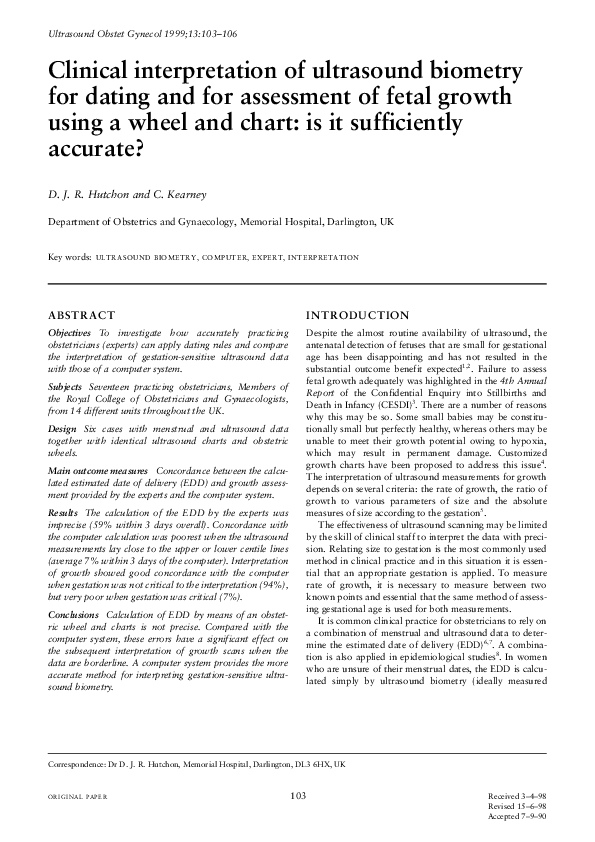 (PDF) Clinical interpretation of ultrasound biometry for dating and for ...