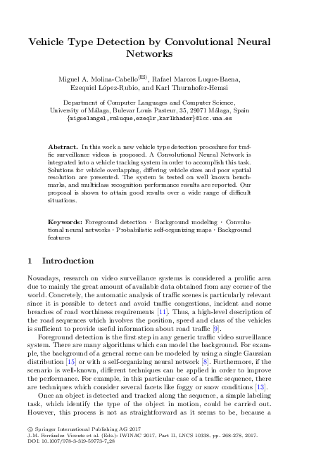 (PDF) Vehicle Type Detection by Convolutional Neural Networks