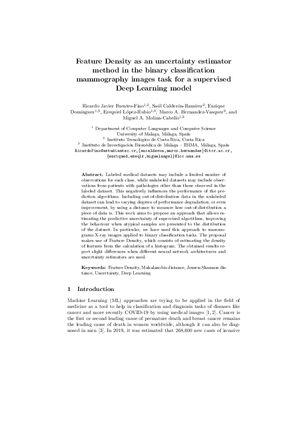(PDF) Feature Density as an Uncertainty Estimator Method in the Binary Classification ...