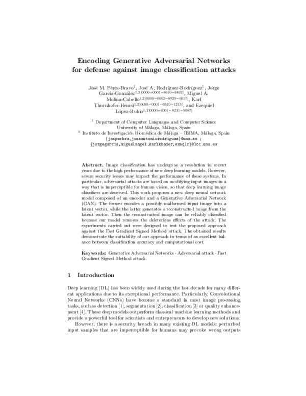 Pdf Encoding Generative Adversarial Networks For Defense Against Image Classification Attacks