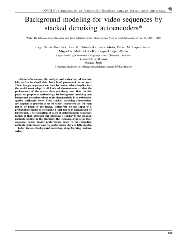 (PDF) Background Modeling for Video Sequences by Stacked Denoising ...