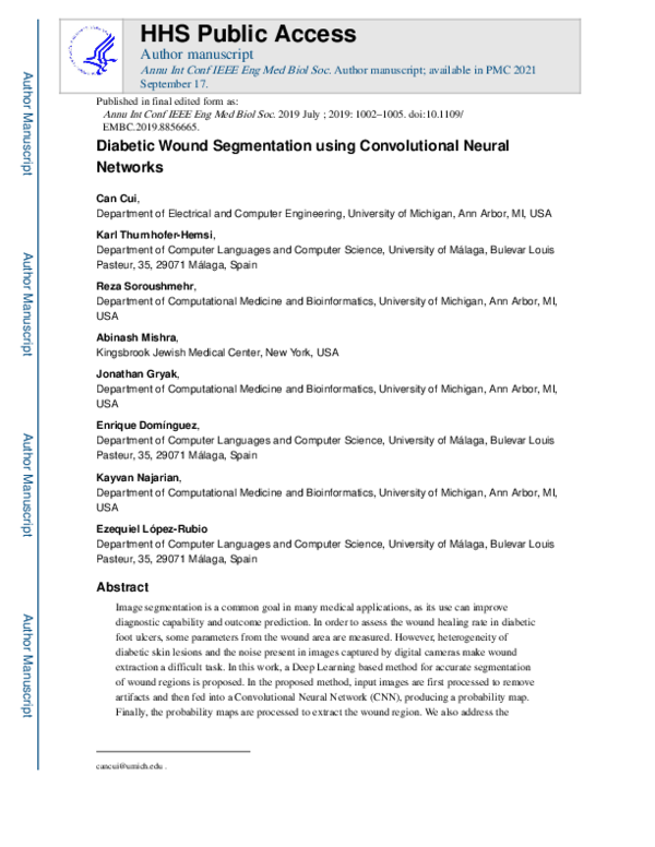 (PDF) Diabetic Wound Segmentation using Convolutional Neural Networks (PDF) Diabetic Wound Segmentation using Convolutional Neural Networks