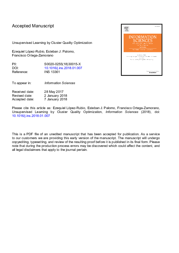 (PDF) Unsupervised learning by cluster quality optimization
