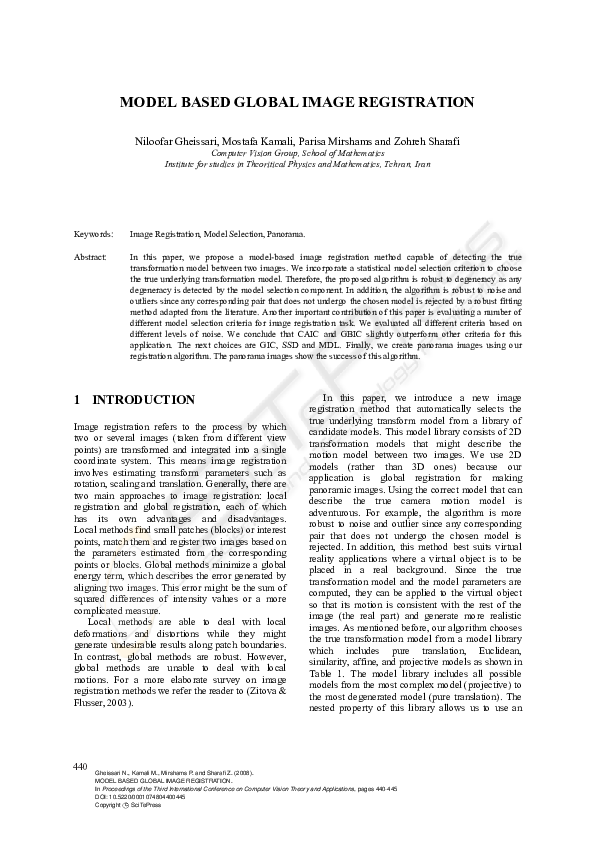(PDF) Model Based Global Image Registration