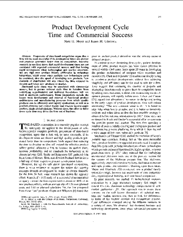 (PDF) Product development cycle time and commercial success