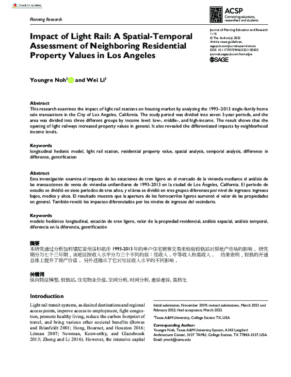 (PDF) Impact of Light Rail: A Spatial-Temporal Assessment of ...