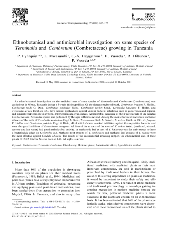 (PDF) Ethnobotanical and antimicrobial investigation on some species of ...