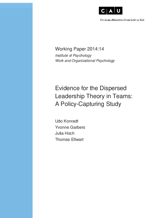 (PDF) Evidence for the Dispersed Leadership Theory in Teams: A Policy ...