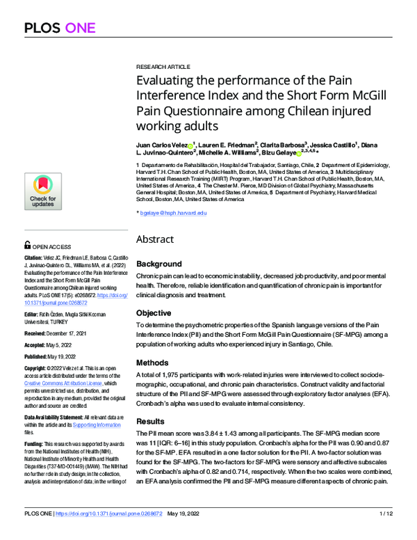 (PDF) Evaluating the performance of the Pain Interference Index and the ...