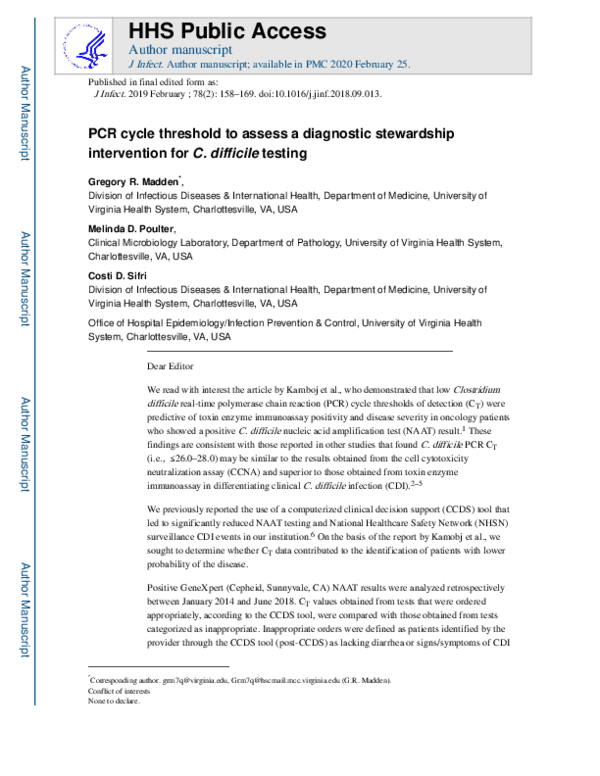 (PDF) PCR cycle threshold to assess a diagnostic stewardship ...