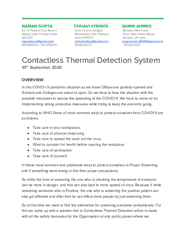 (PDF) Contactless Thermal Detection System