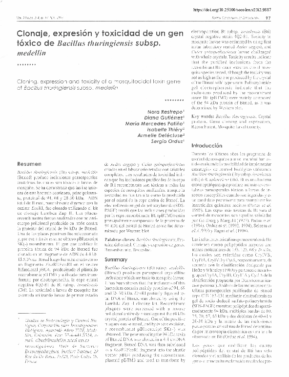 (PDF) Clonaje, expresión y toxicidad de un gen tóxico de Bacillus ...