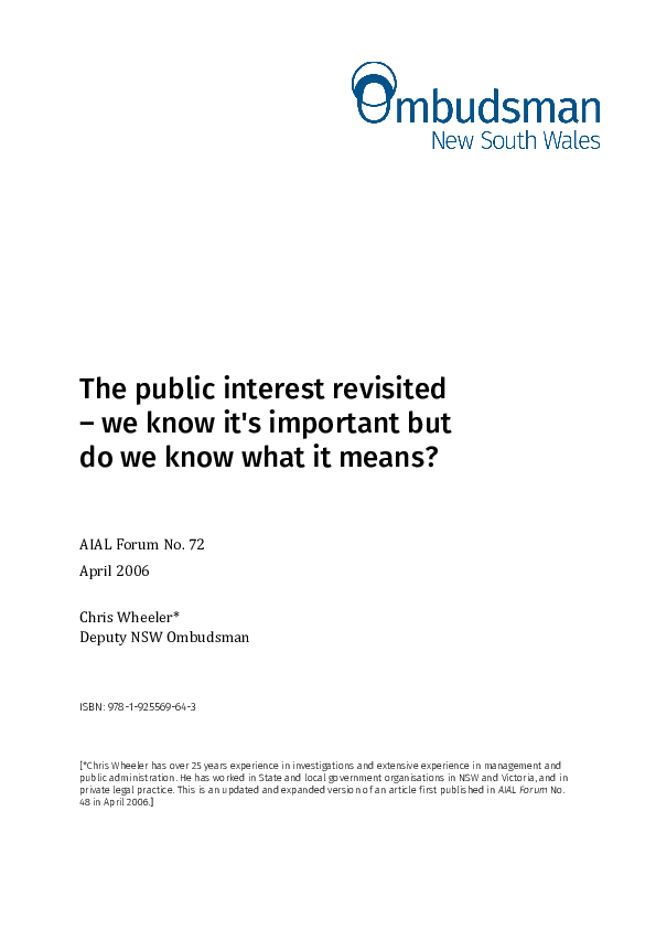 (PDF) The public interest revisited: we know it's important but do we ...