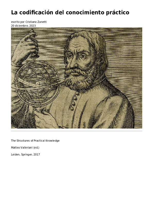 (PDF) Zanetti_La codificacion del conocimiento practico. Matteo ...