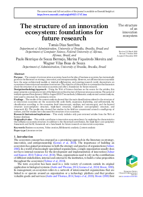 (PDF) The structure of an innovation ecosystem: foundations for future ...