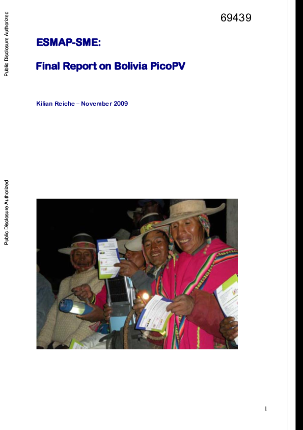 (PDF) ESMAP-SME: Final report on Bolivia PicoPV