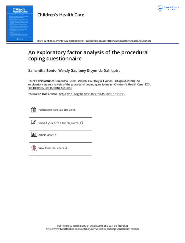 (PDF) An exploratory factor analysis of the procedural coping questionnaire