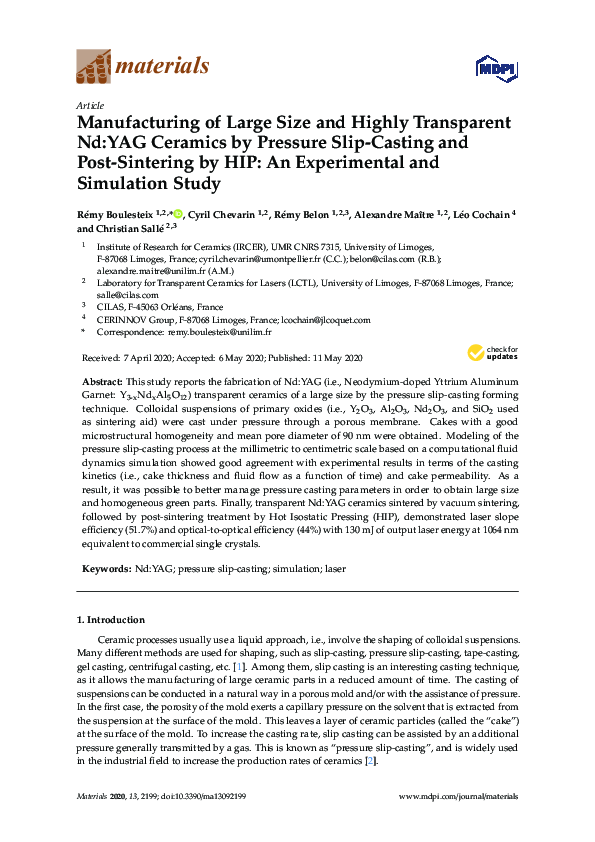 (PDF) Manufacturing of Large Size and Highly Transparent Nd:YAG ...