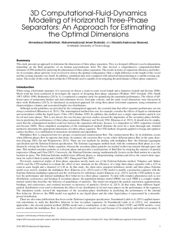 (PDF) 3D Computational-Fluid-Dynamics Modeling of Horizontal Three-Phase Separators: An Approach ...