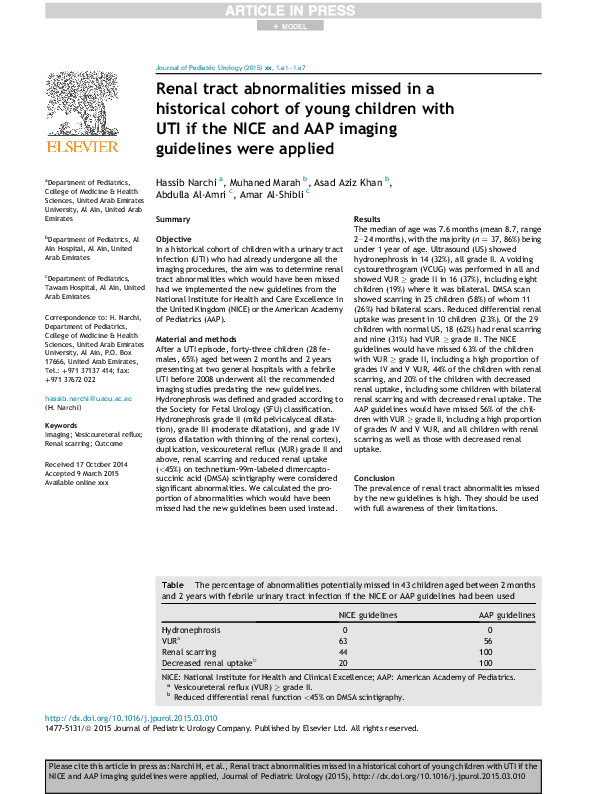 (PDF) Renal tract abnormalities missed in a historical cohort of young ...