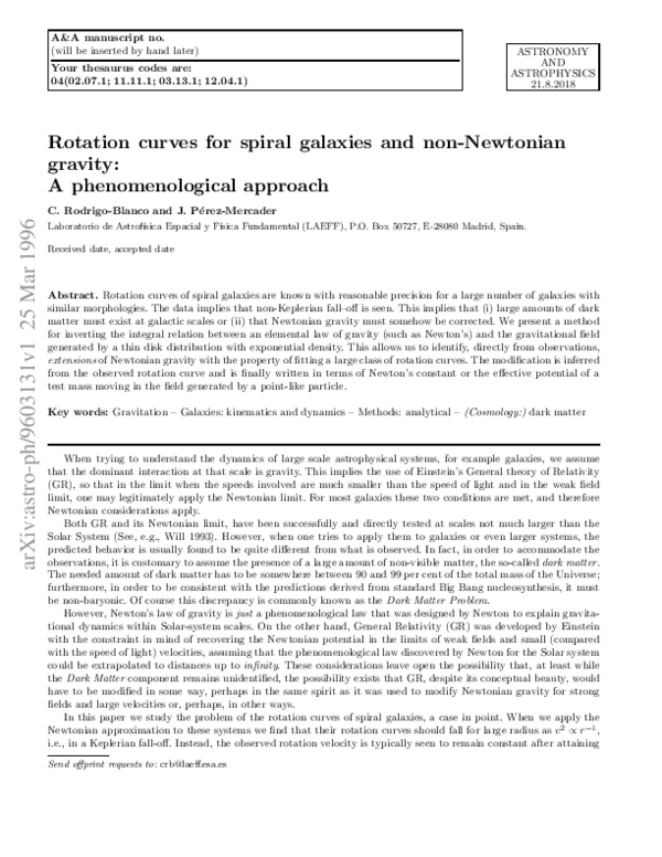 (PDF) Rotation curves for spiral galaxies and non-Newtonian gravity: A ...