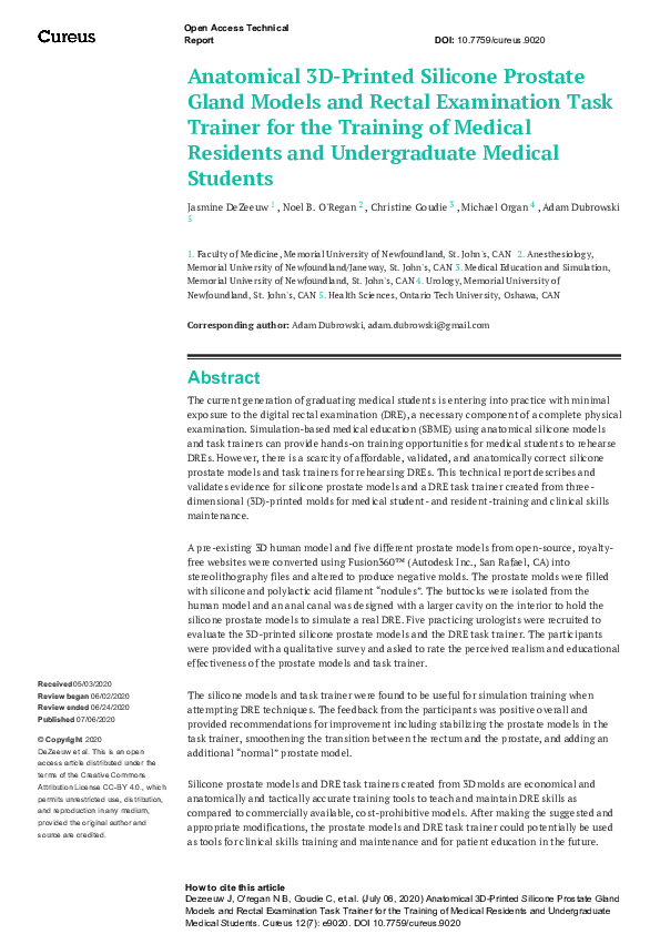 (PDF) Anatomical 3D-Printed Silicone Prostate Gland Models and Rectal ...