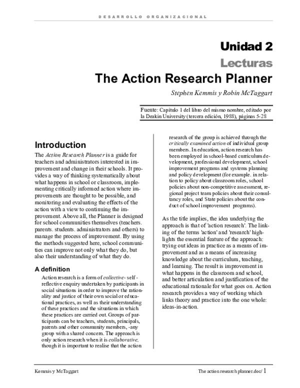 (PDF) The Action Research Planner