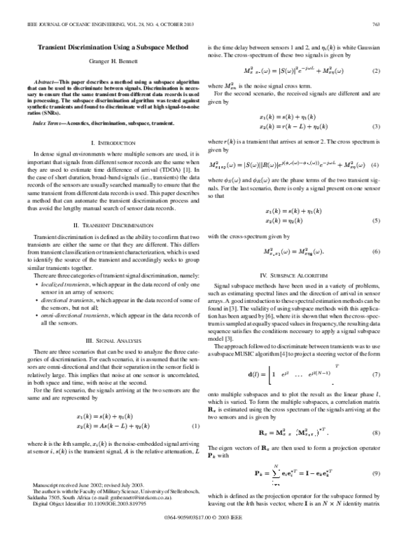 (PDF) Transient discrimination using a subspace method | Granger Bennett - Academia.edu