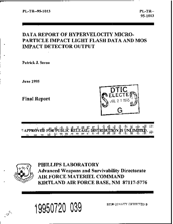 (PDF) Data report of hypervelocity micro-particle impact light flash ...