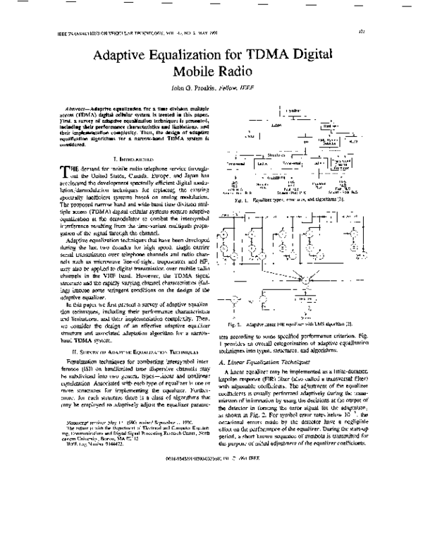 (PDF) Adaptive equalization for TDMA digital mobile radio