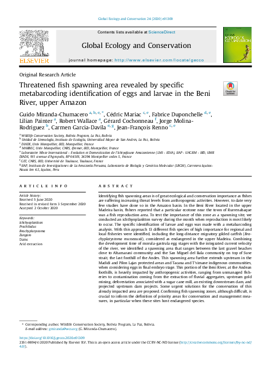 (PDF) Threatened fish spawning area revealed by specific metabarcoding ...