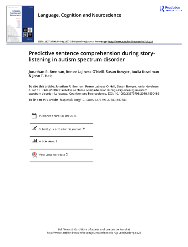 (PDF) Predictive sentence comprehension during story-listening in ...