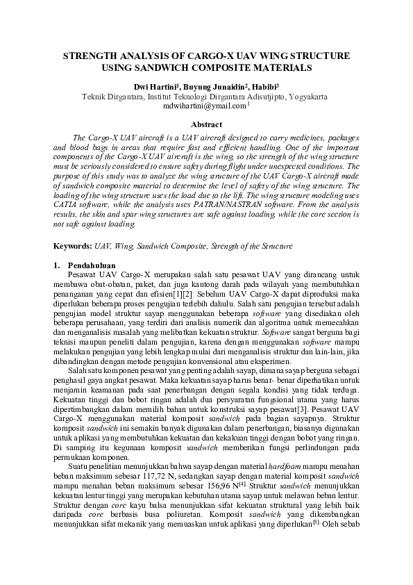 (PDF) Strength Analysis of Cargo-X Uav Wing Structure Using Sandwich ...