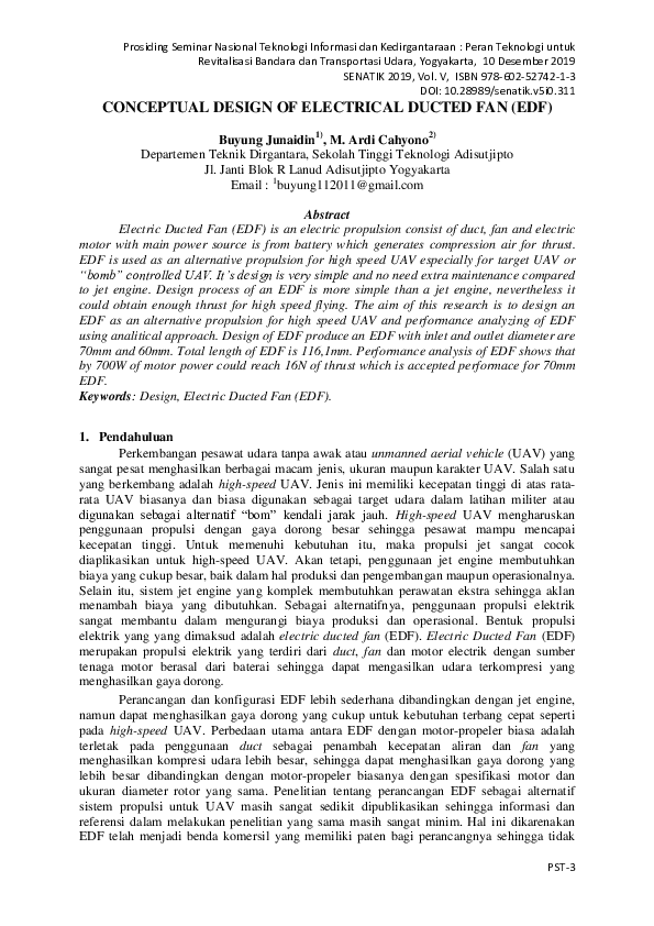 (PDF) Conceptual Design of Electrical Ducted Fan (EDF)