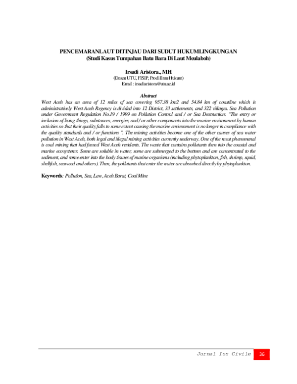 (PDF) PENCEMARAN LAUT DITINJAU DARI SUDUT HUKUM LINGKUNGAN (Studi Kasus ...