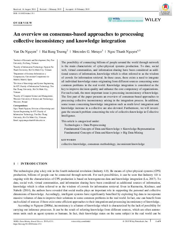 (PDF) An overview on consensus‐based approaches to processing collective inconsistency and ...