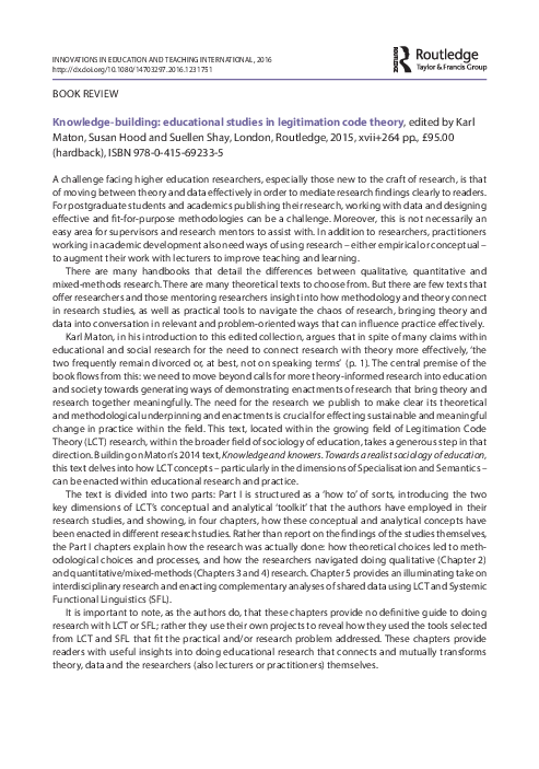 Pdf Knowledge Building