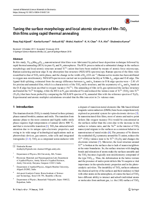 (PDF) Tuning the surface morphology and local atomic structure of Mn ...