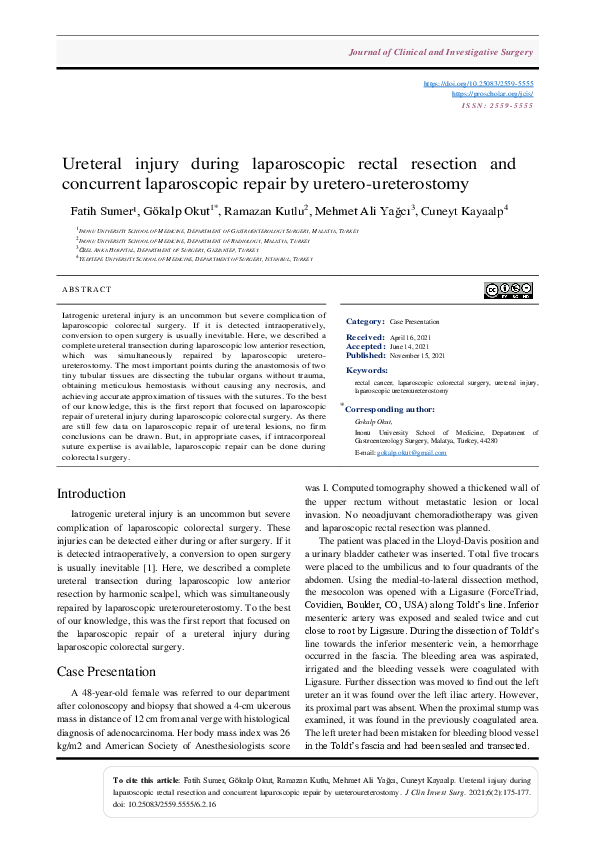 (PDF) Ureteral injury during laparoscopic rectal resection and ...
