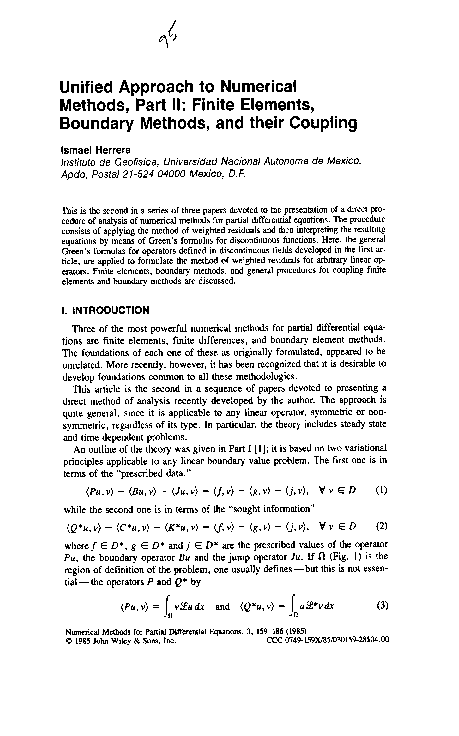Pdf Unified Approach To Numerical Methods Part Ii Finite Elements Boundary Methods And