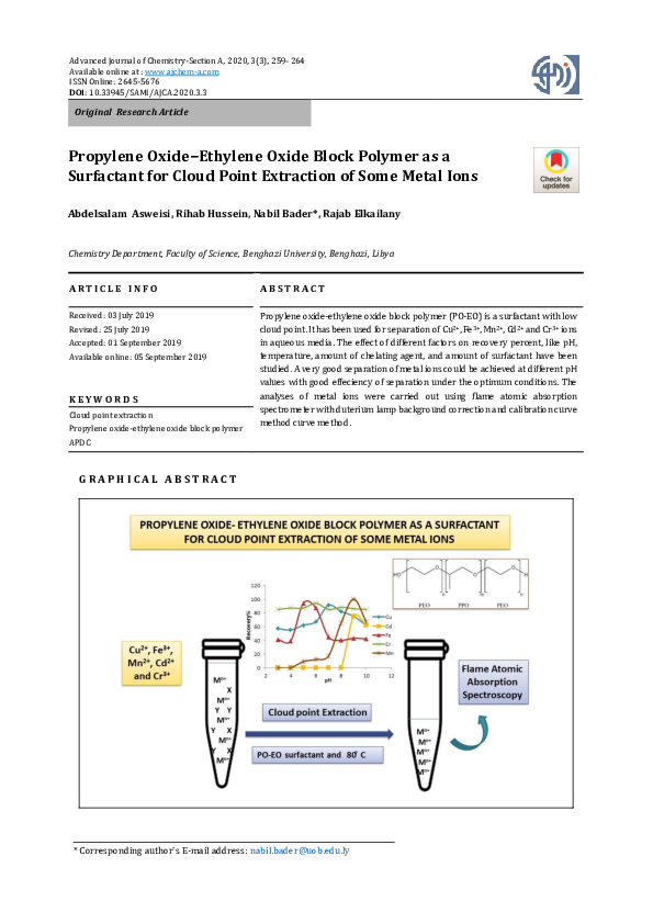 (PDF) Propylene Oxide−Ethylene Oxide Block Polymer as a Surfactant for ...