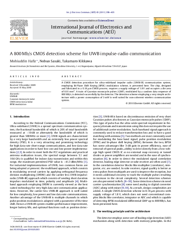 (PDF) A 800Mb/s CMOS detection scheme for UWB impulse-radio communication